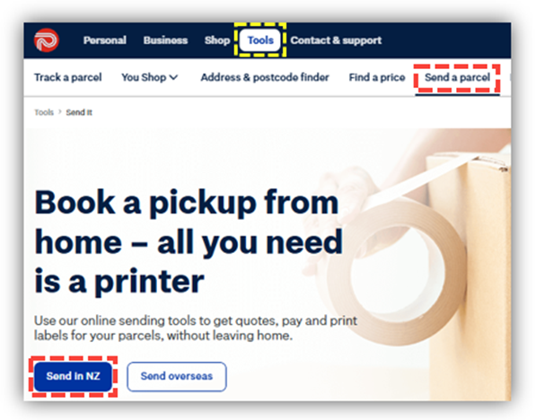 How do I send a parcel using the Send It tool?