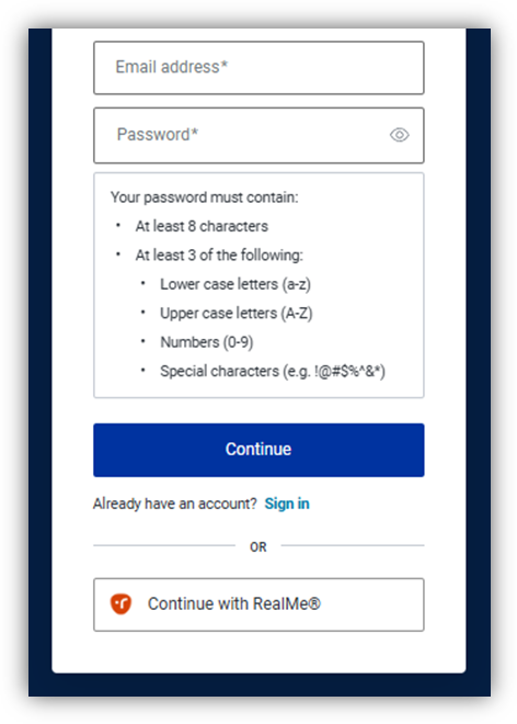 How do I sign in or register for a My NZ Post account?