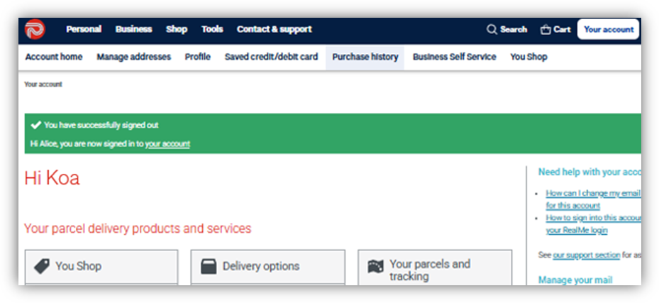 How do I sign in or register for a My NZ Post account?